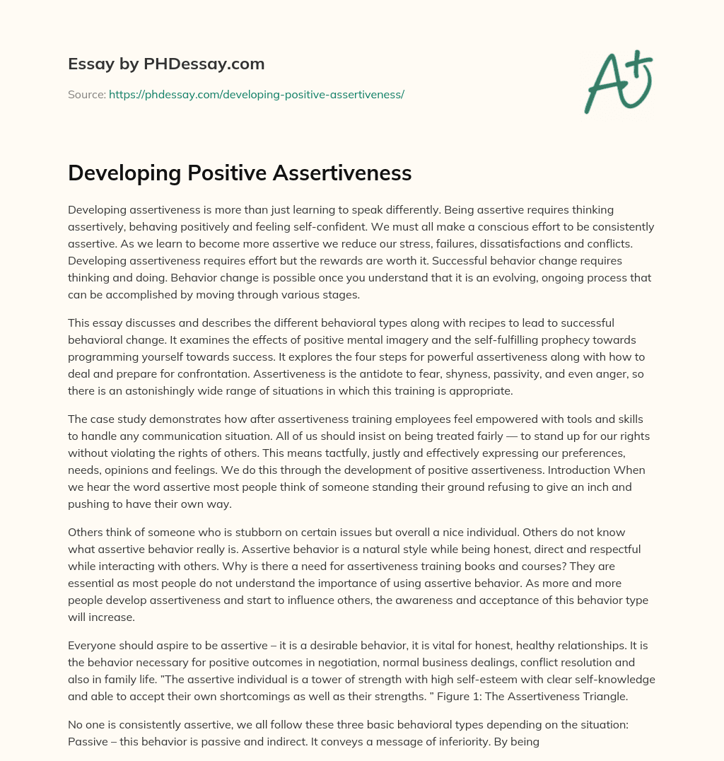 Developing Positive Assertiveness - PHDessay.com