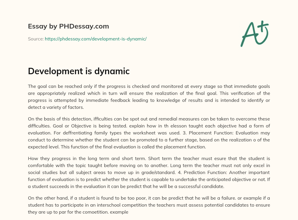 Development is dynamic - PHDessay.com