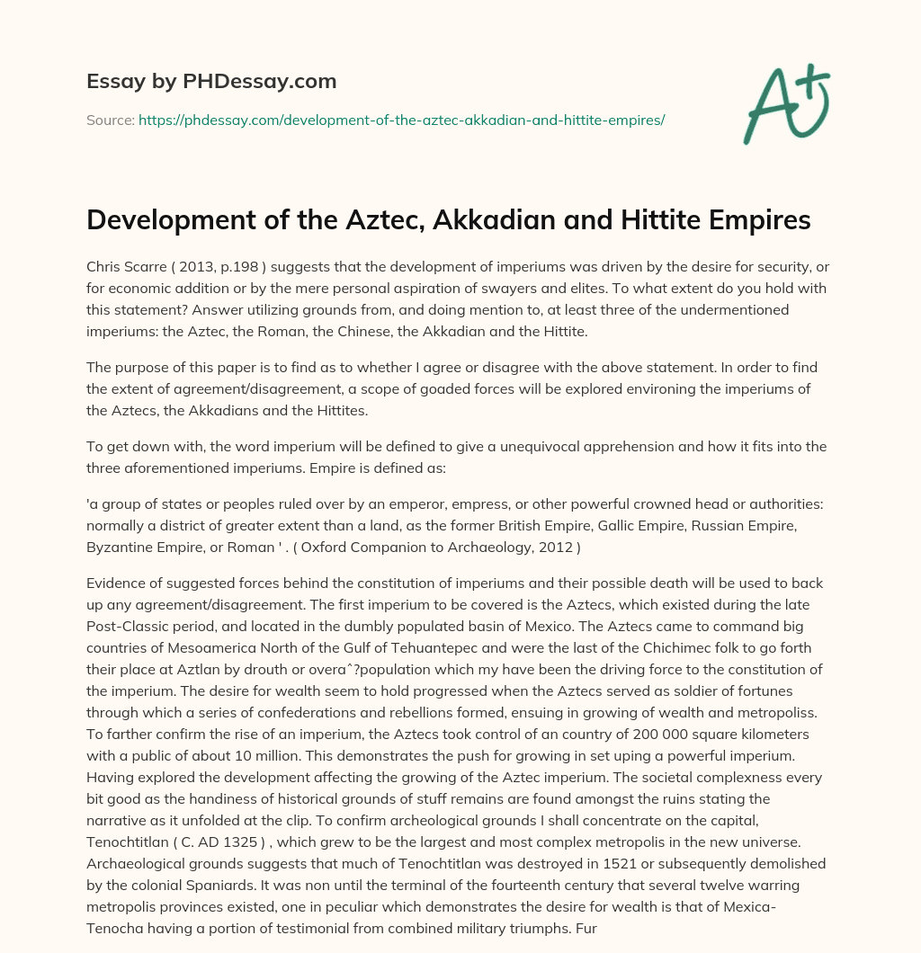 Development of the Aztec, Akkadian and Hittite Empires - PHDessay.com