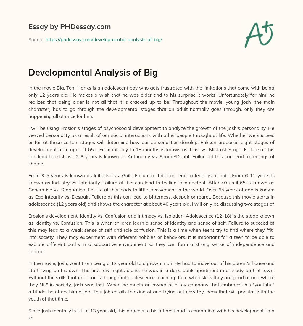 Developmental Analysis of Big - PHDessay.com