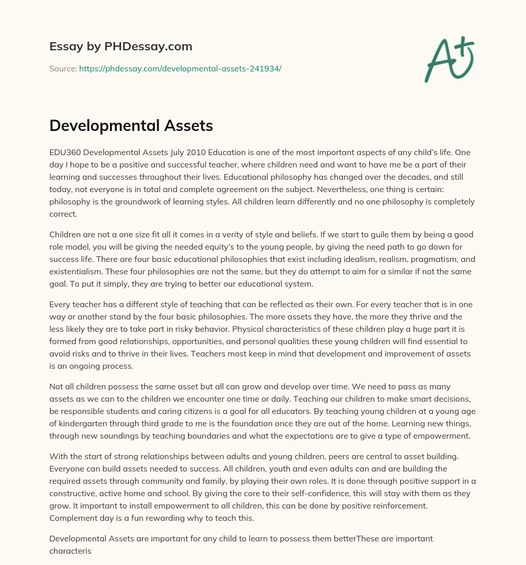 Developmental Assets - PHDessay.com