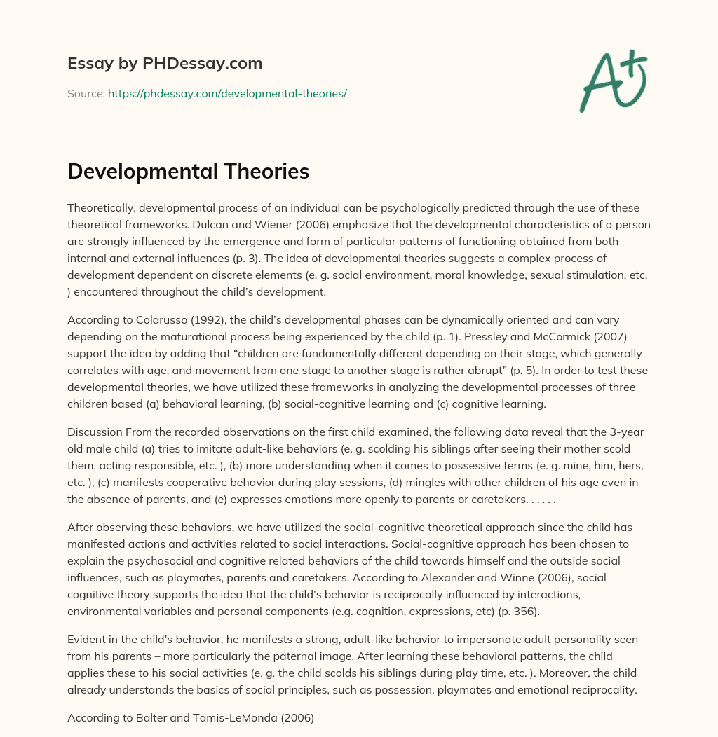 Developmental Theories - PHDessay.com