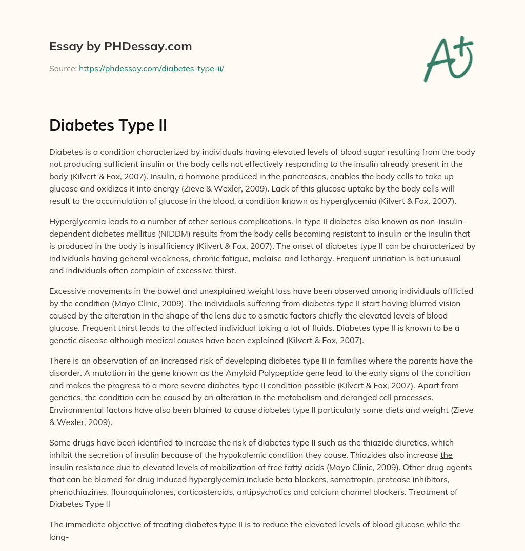 Diabetes Type II - PHDessay.com