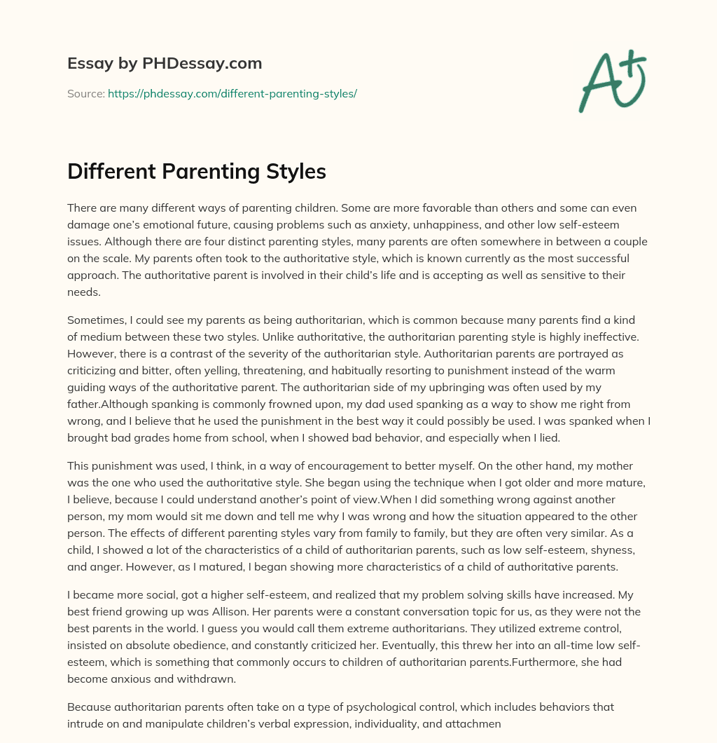 Different Parenting Styles - PHDessay.com