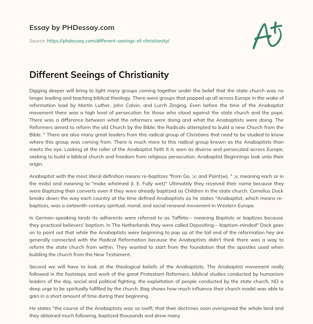 Different Seeings of Christianity - PHDessay.com