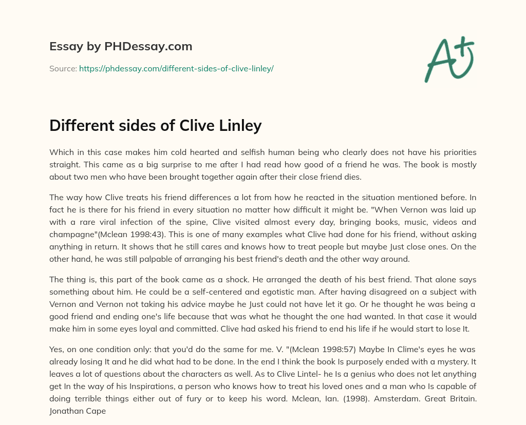 Different sides of Clive Linley - PHDessay.com