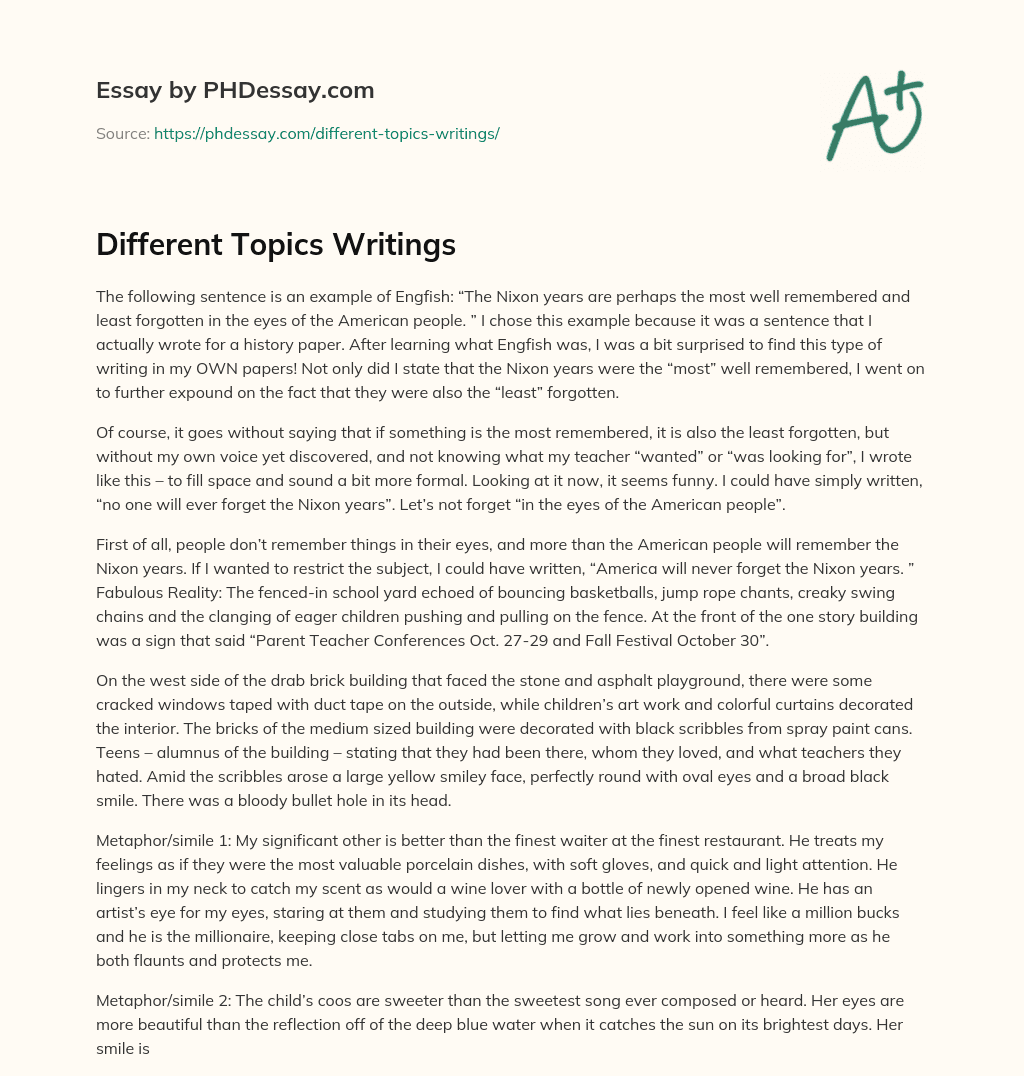 Different Topics Writings - PHDessay.com