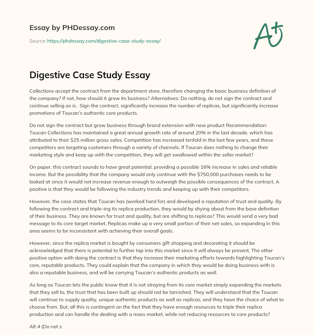 Digestive Case Study Essay (600 Words) - PHDessay.com