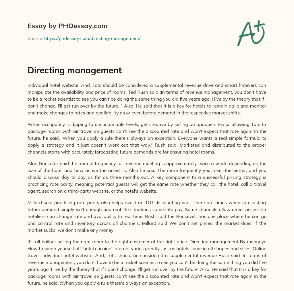 Directing management (500 Words) - PHDessay.com