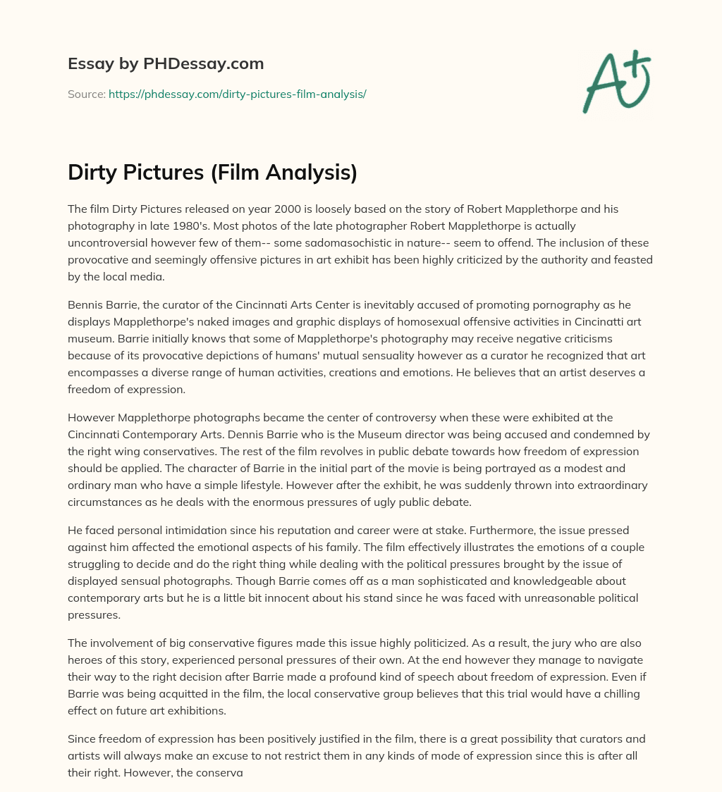 Dirty Pictures (Film Analysis) - PHDessay.com