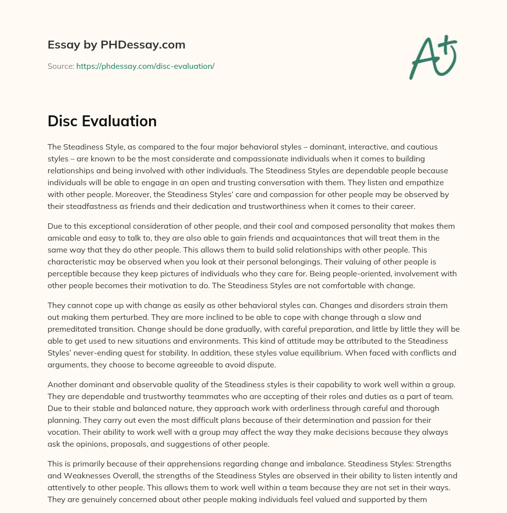 Disc Evaluation - PHDessay.com