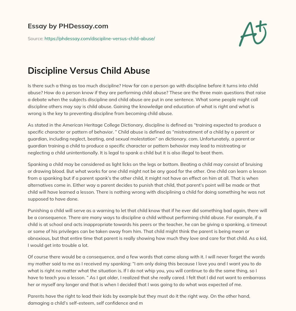 Discipline Versus Child Abuse - PHDessay.com