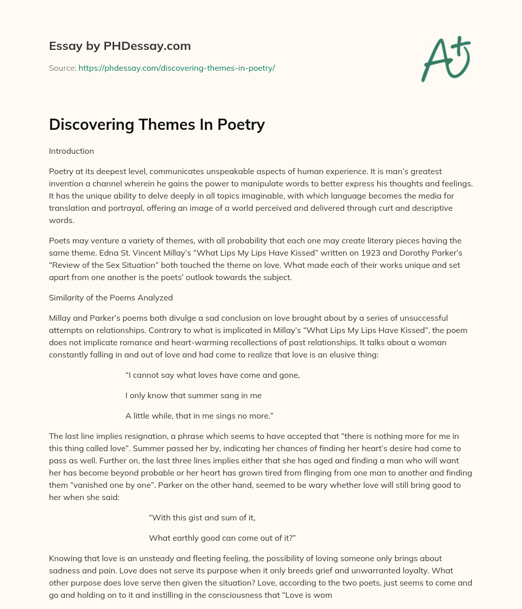 Discovering Themes In Poetry - PHDessay.com