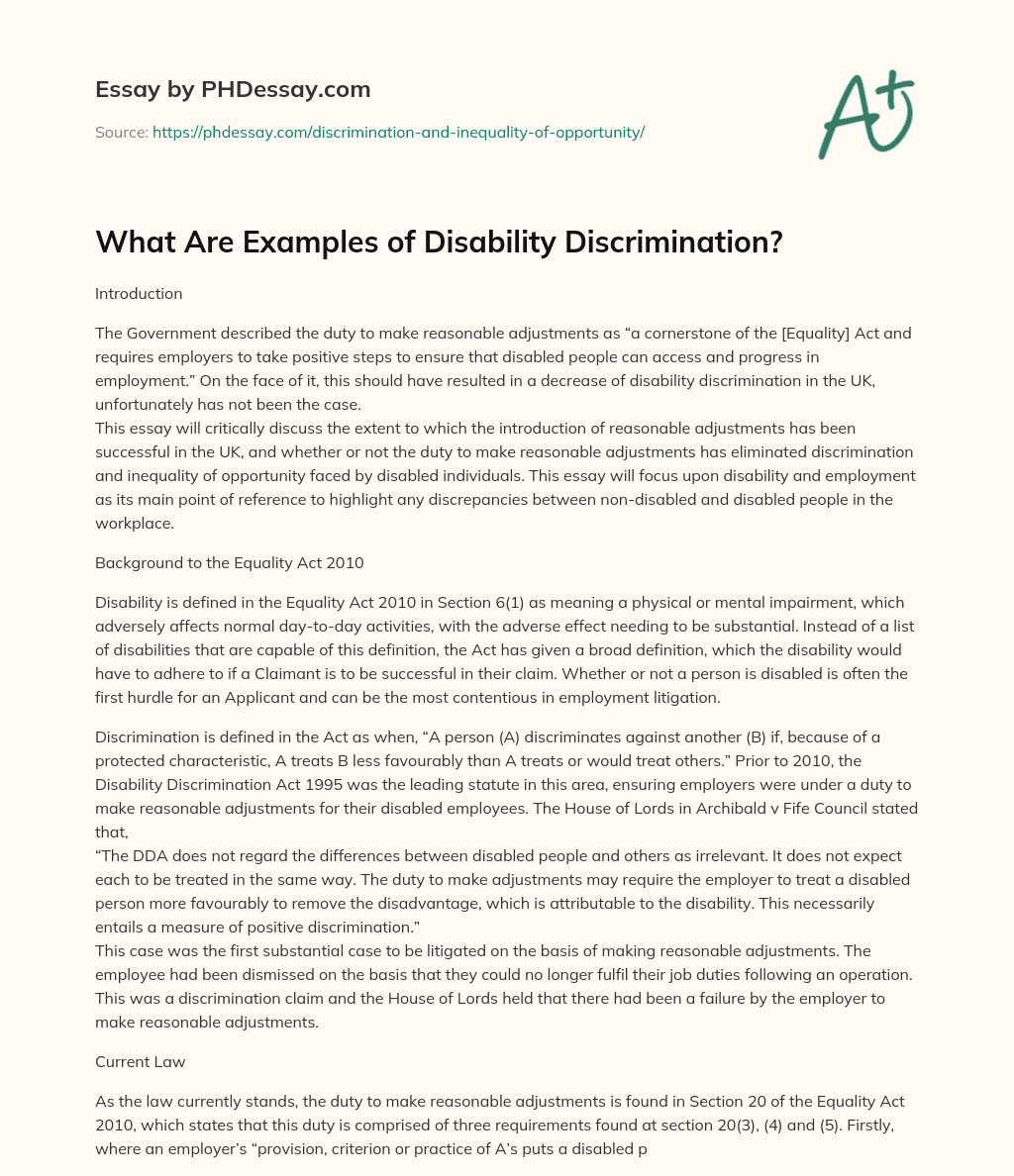 What Are Examples of Disability Discrimination? - PHDessay.com