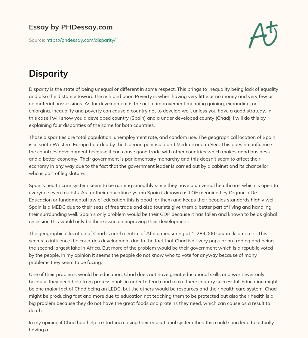 Disparity - PHDessay.com