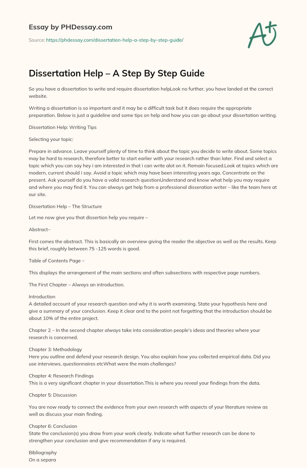 Dissertation Help – A Step By Step Guide (500 Words) - PHDessay.com