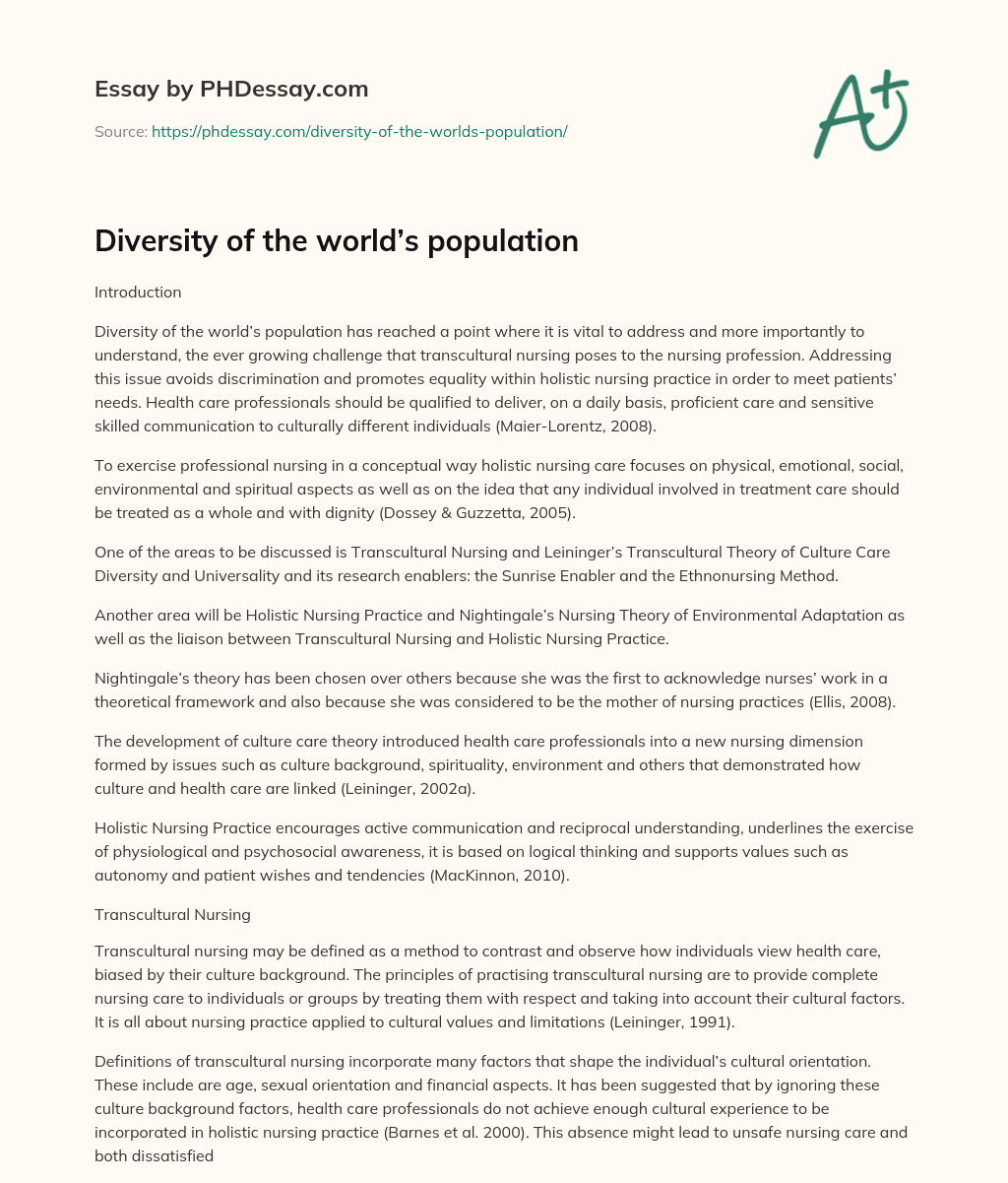 Diversity of the world’s population - PHDessay.com