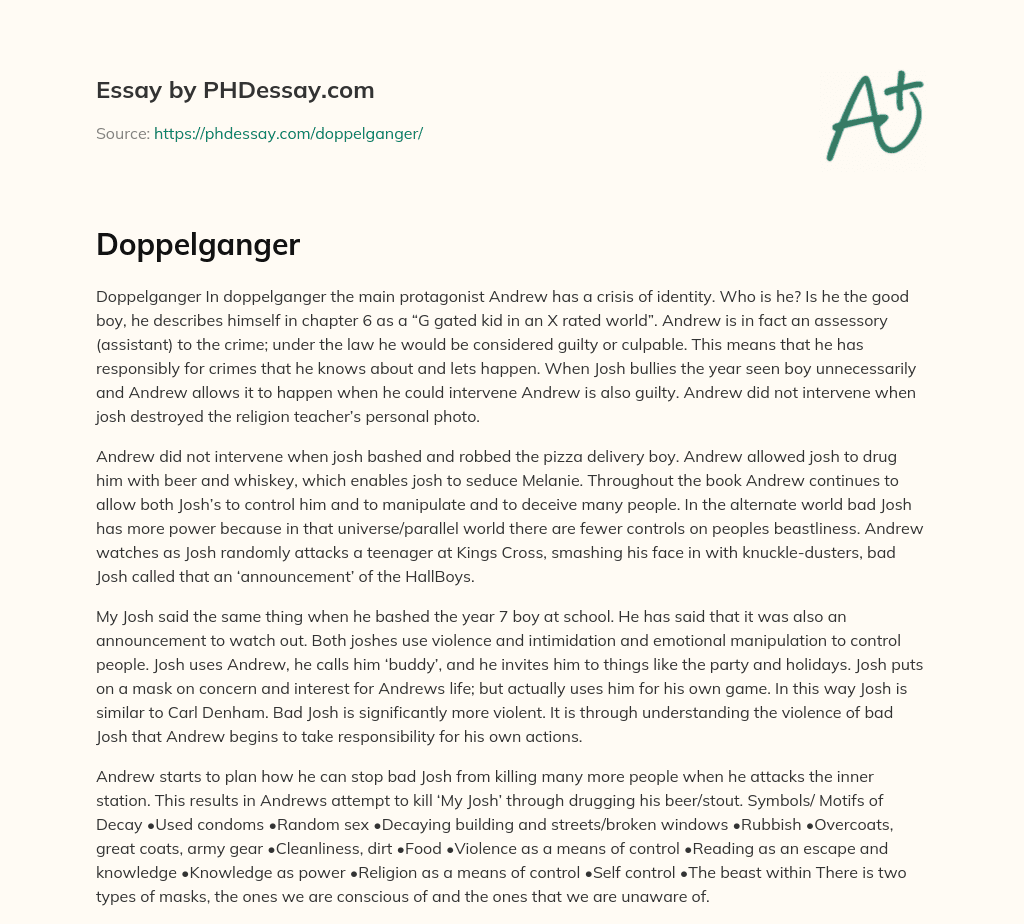 Doppelganger (400 Words) - PHDessay.com
