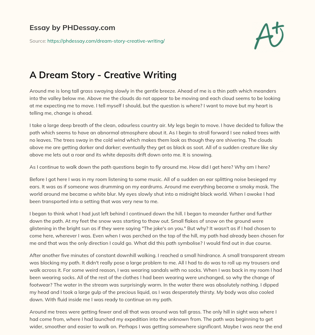 A Dream Story - Creative Writing - PHDessay.com
