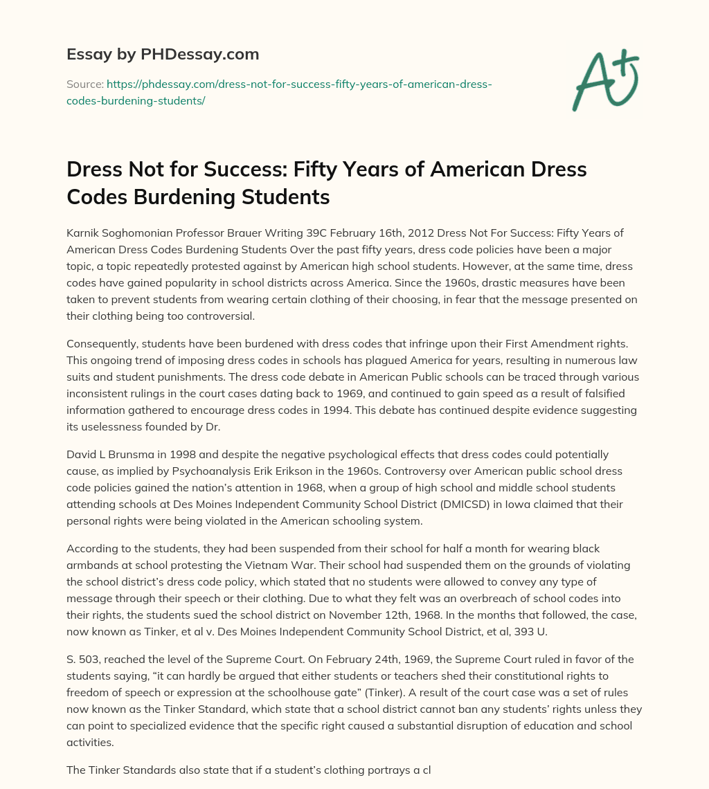 Dress Not for Success: Fifty Years of American Dress Codes Burdening ...