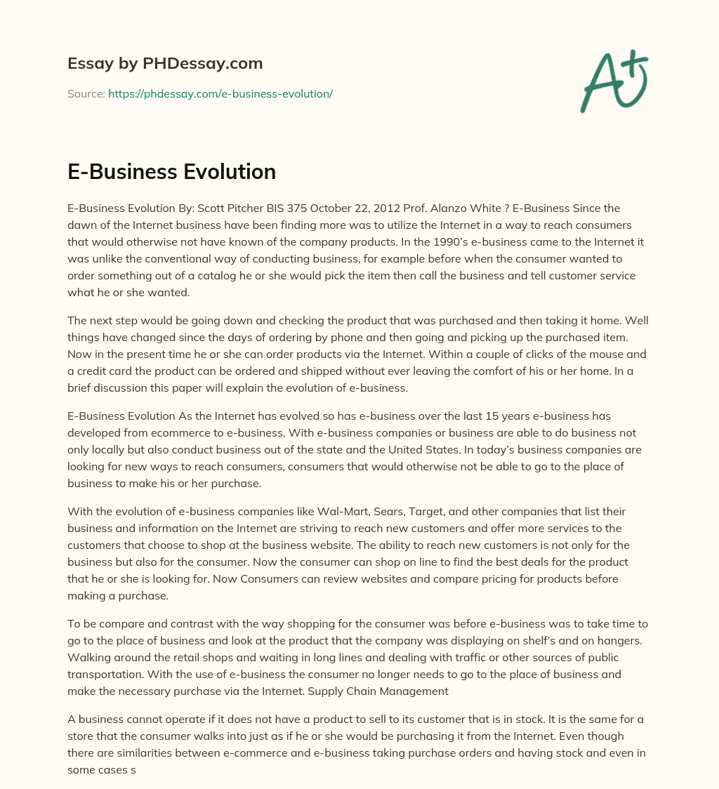 E-Business Evolution - PHDessay.com