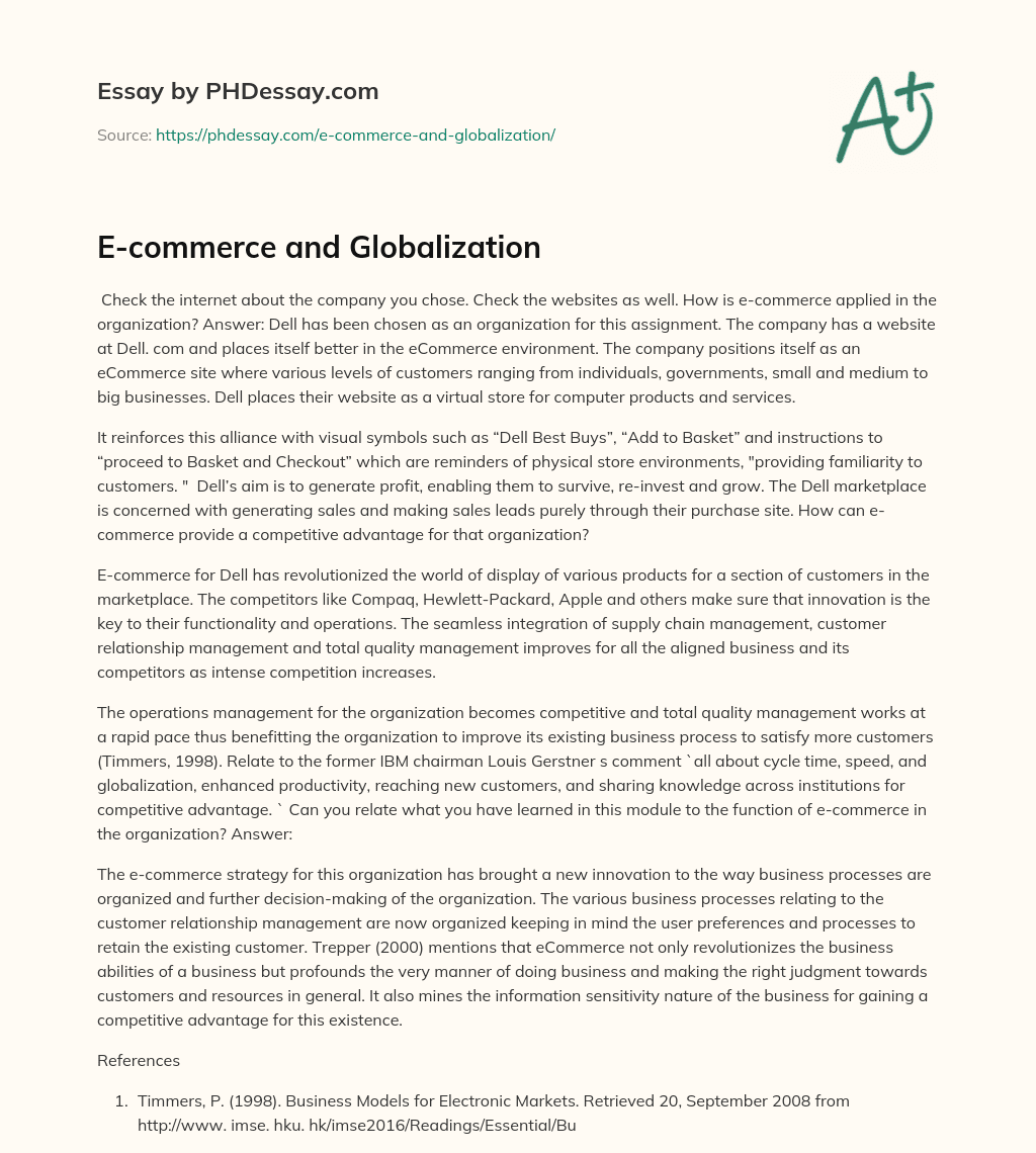 E-commerce and Globalization (500 Words) - PHDessay.com