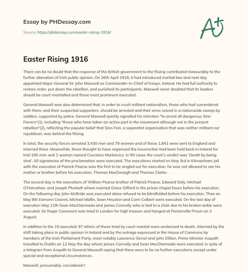 Easter Rising 1916 - PHDessay.com