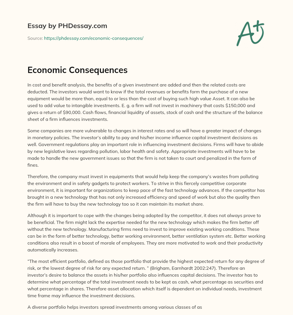 Economic Consequences - PHDessay.com