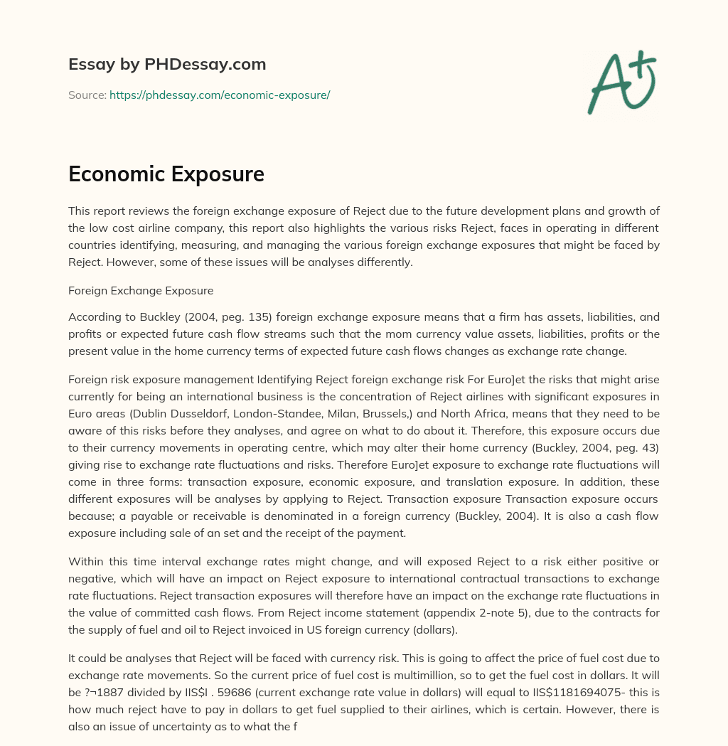 Economic Exposure - PHDessay.com