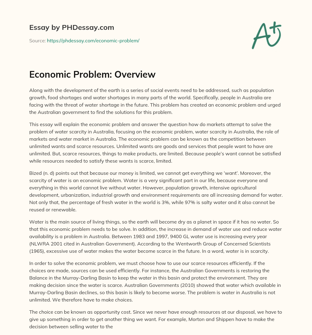 Economic Problem: Overview - PHDessay.com