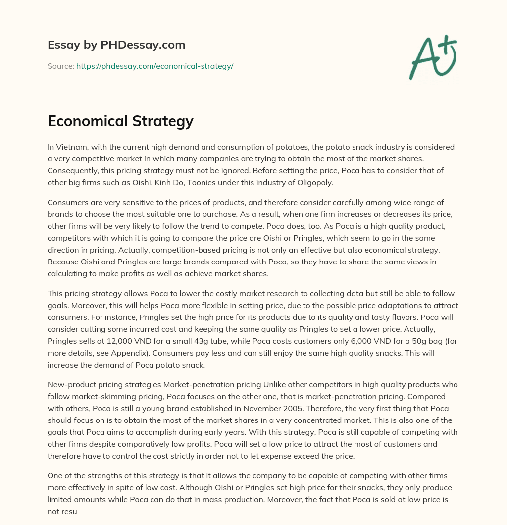 Economical Strategy - PHDessay.com