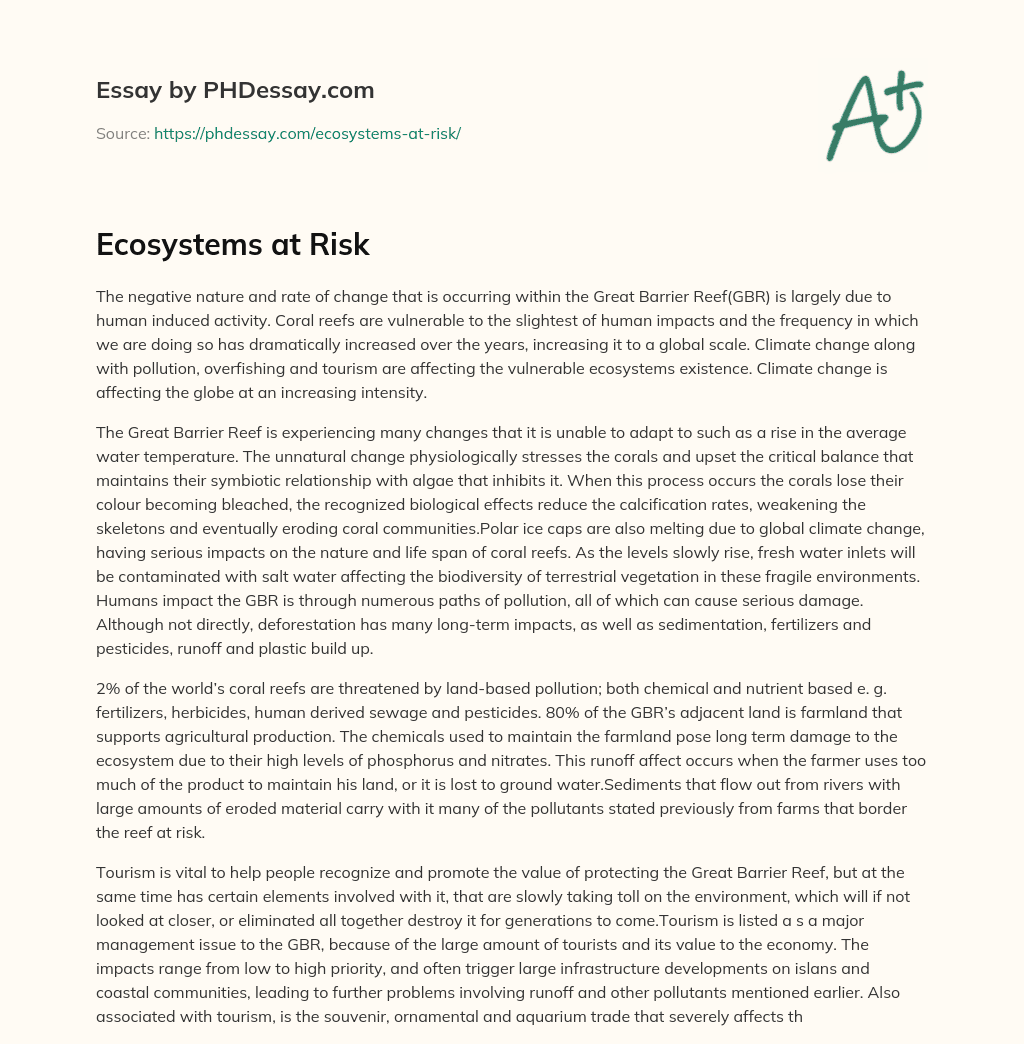 Ecosystems at Risk (600 Words) - PHDessay.com
