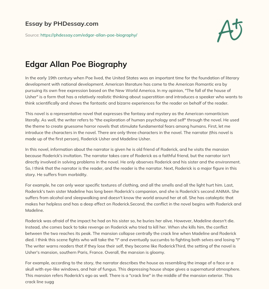 Edgar Allan Poe Biography - PHDessay.com