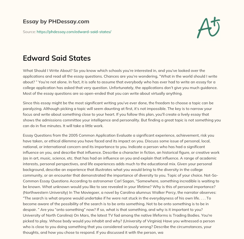 Edward Said States - PHDessay.com