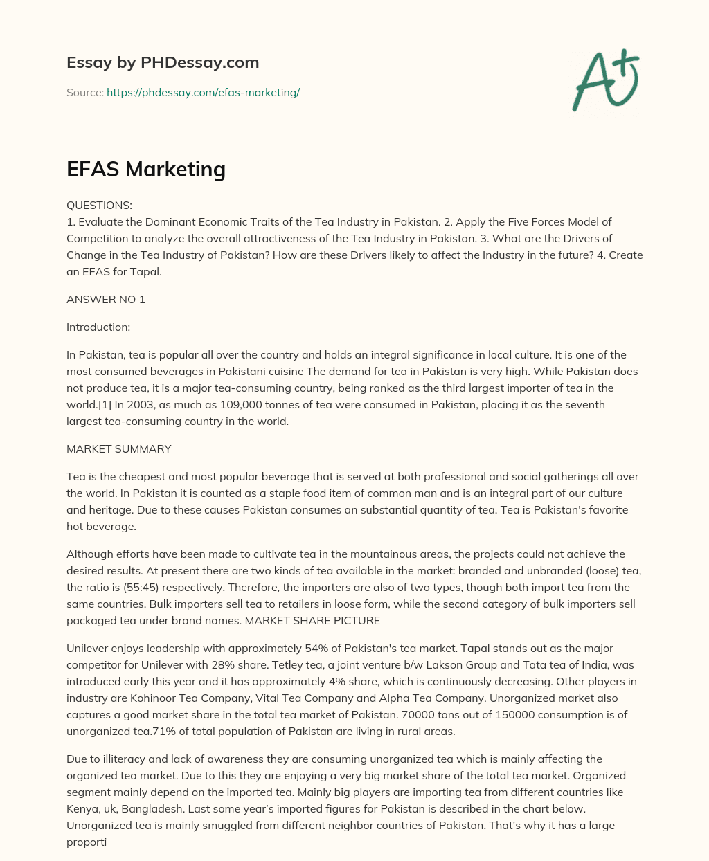 EFAS Marketing - PHDessay.com