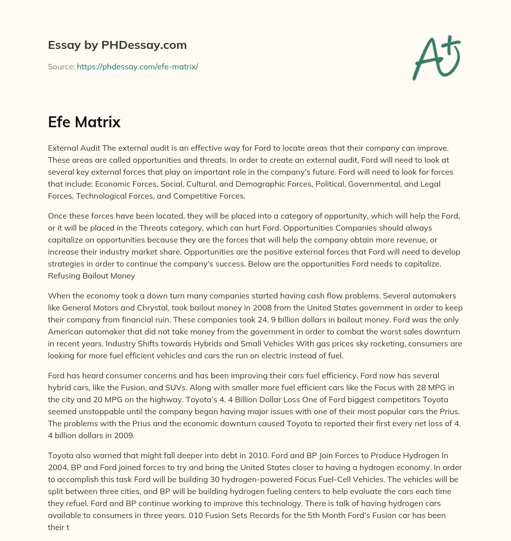 Efe Matrix - PHDessay.com