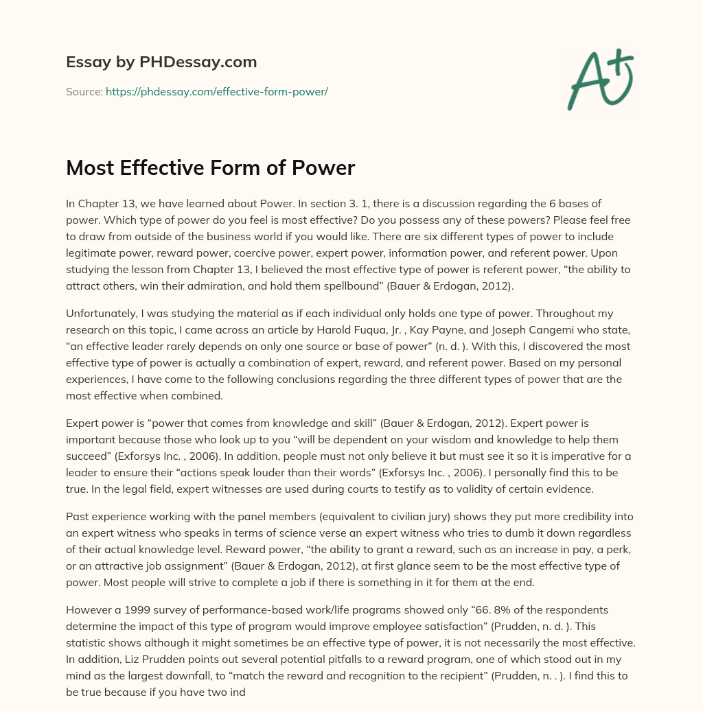 Most Effective Form of Power - PHDessay.com