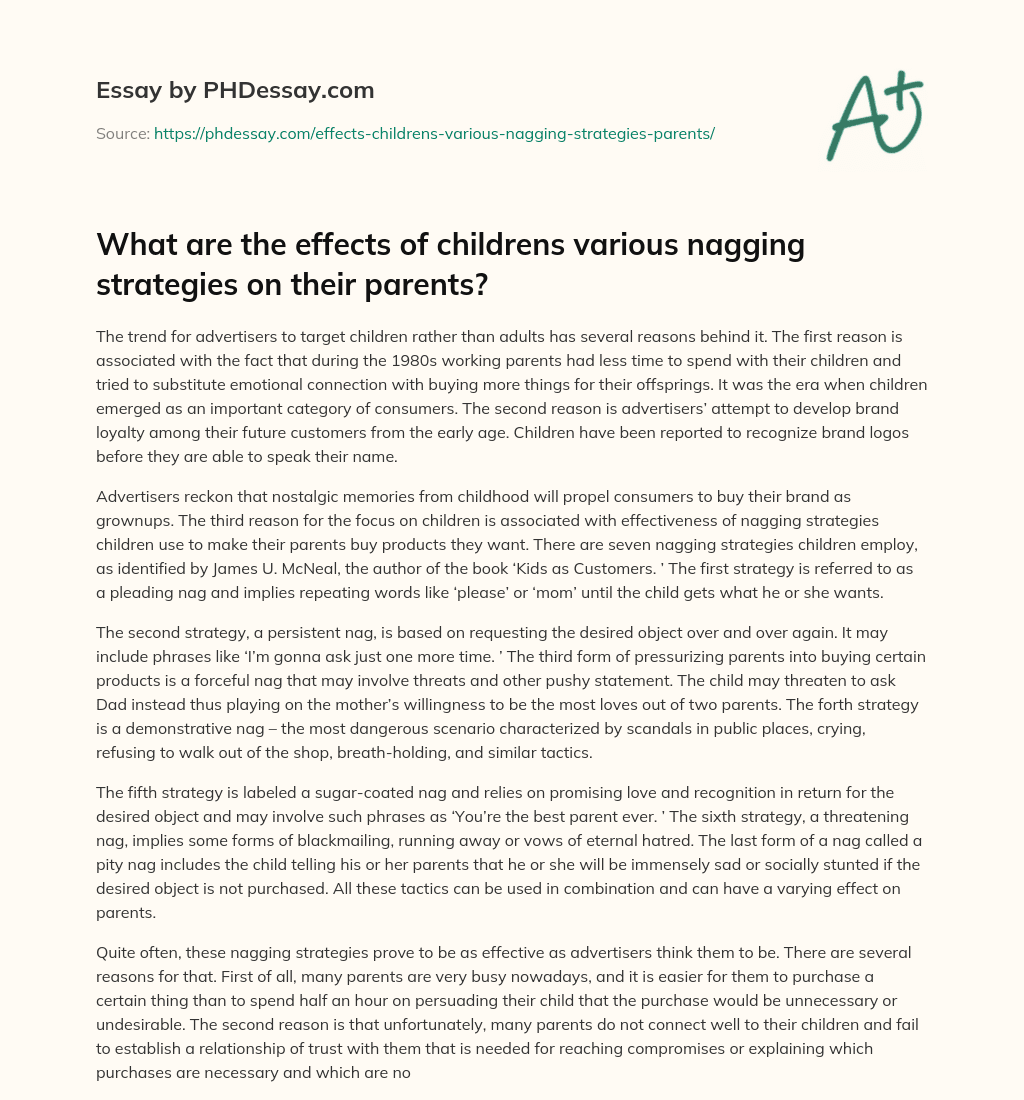 What are the effects of childrens various nagging strategies on their ...