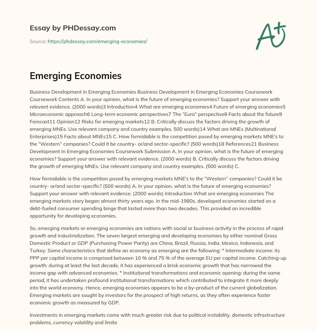 Emerging Economies - PHDessay.com