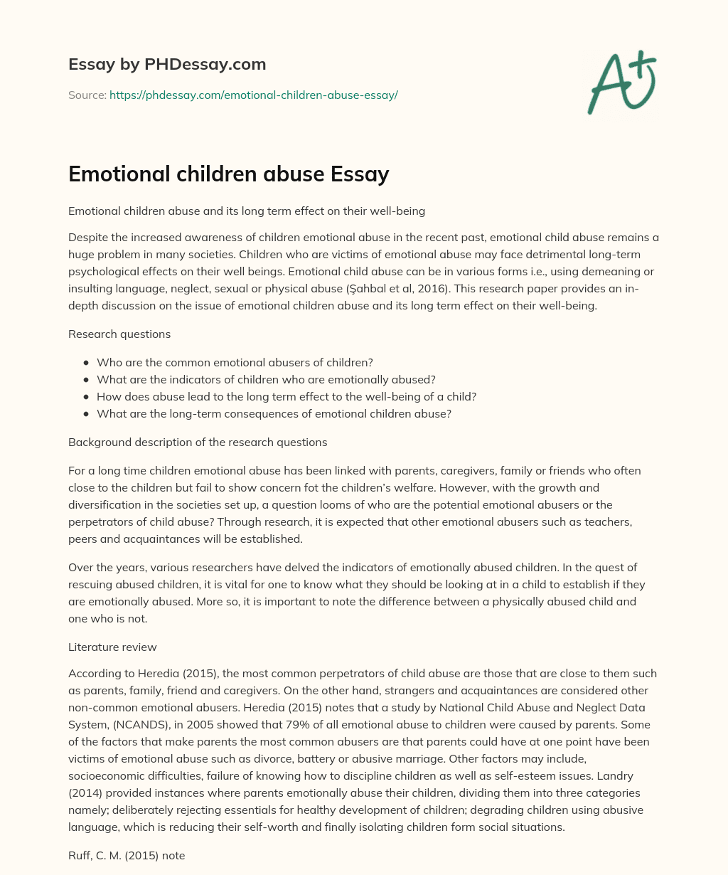 Emotional children abuse Essay - PHDessay.com
