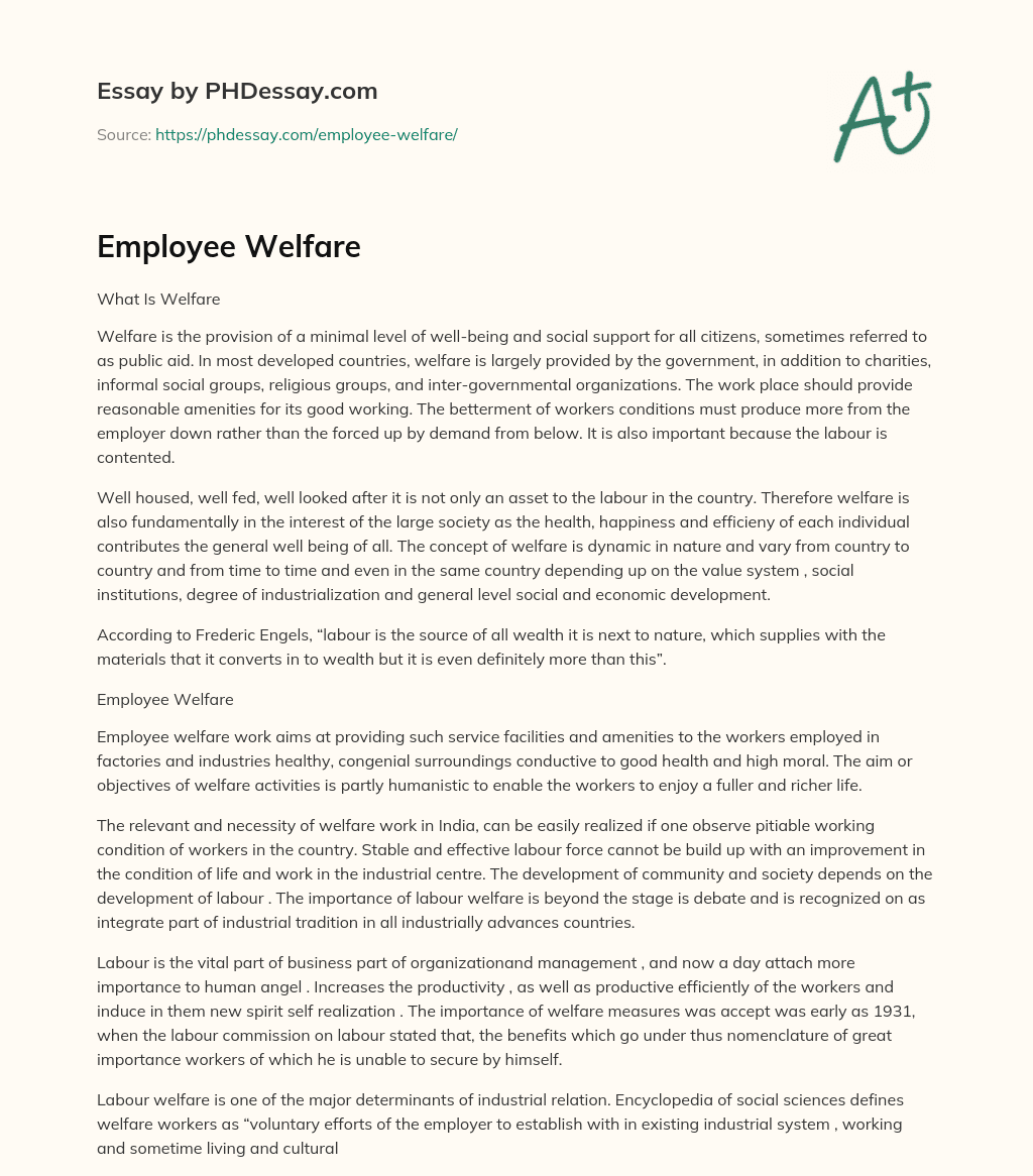 Employee Welfare - PHDessay.com