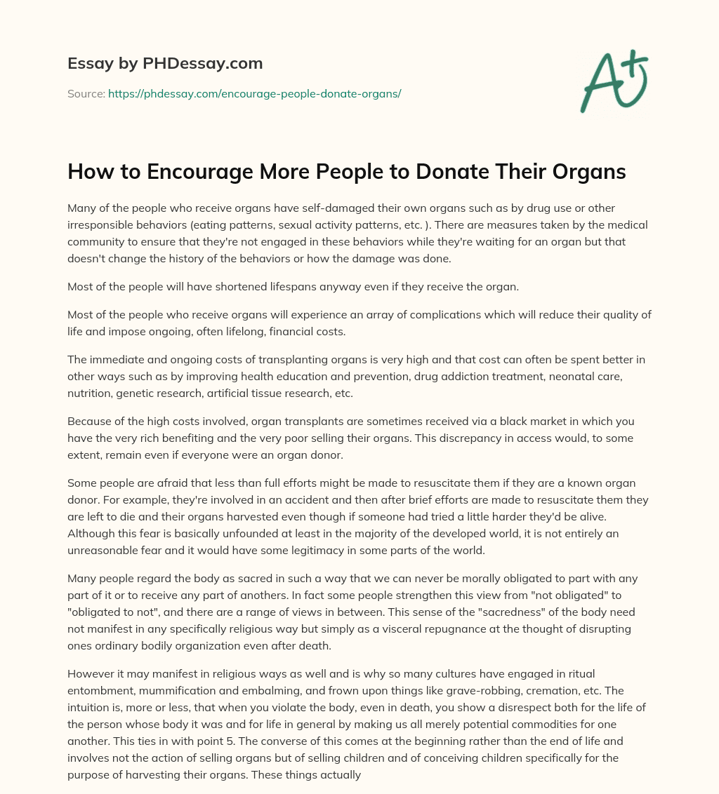 How to Encourage More People to Donate Their Organs - PHDessay.com