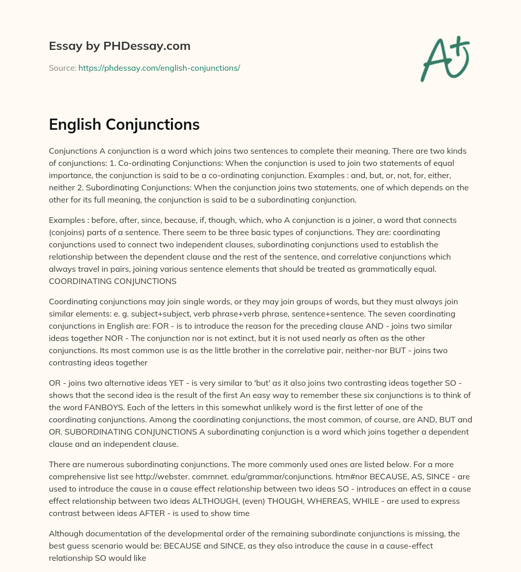 English Conjunctions - PHDessay.com