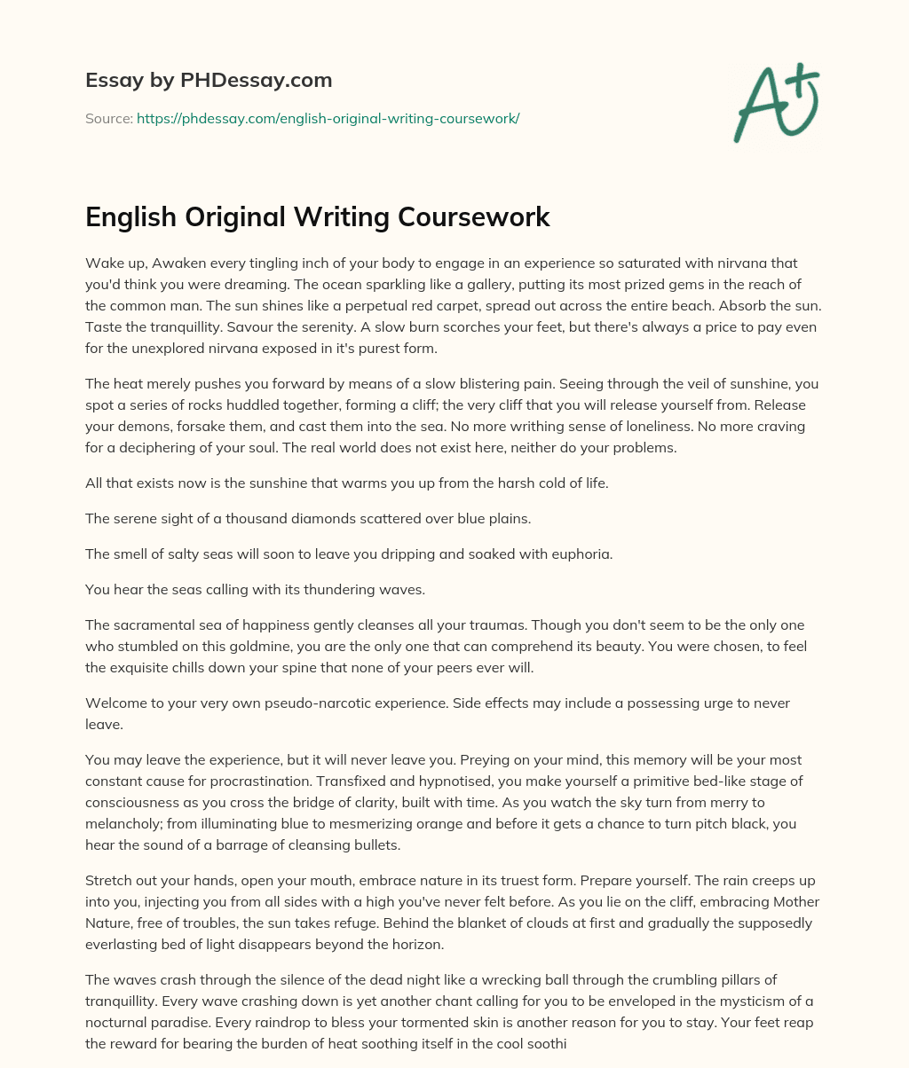 English Original Writing Coursework - PHDessay.com