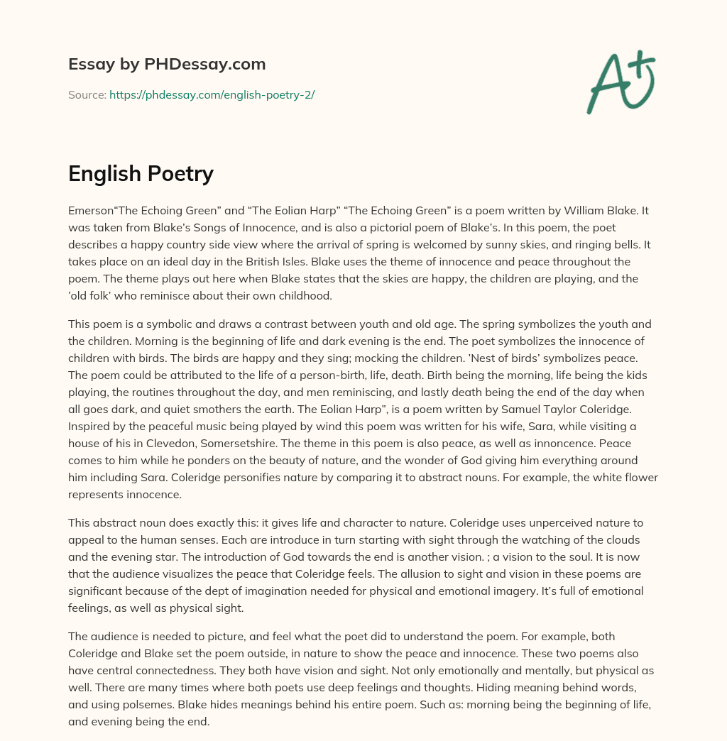 English Poetry - PHDessay.com
