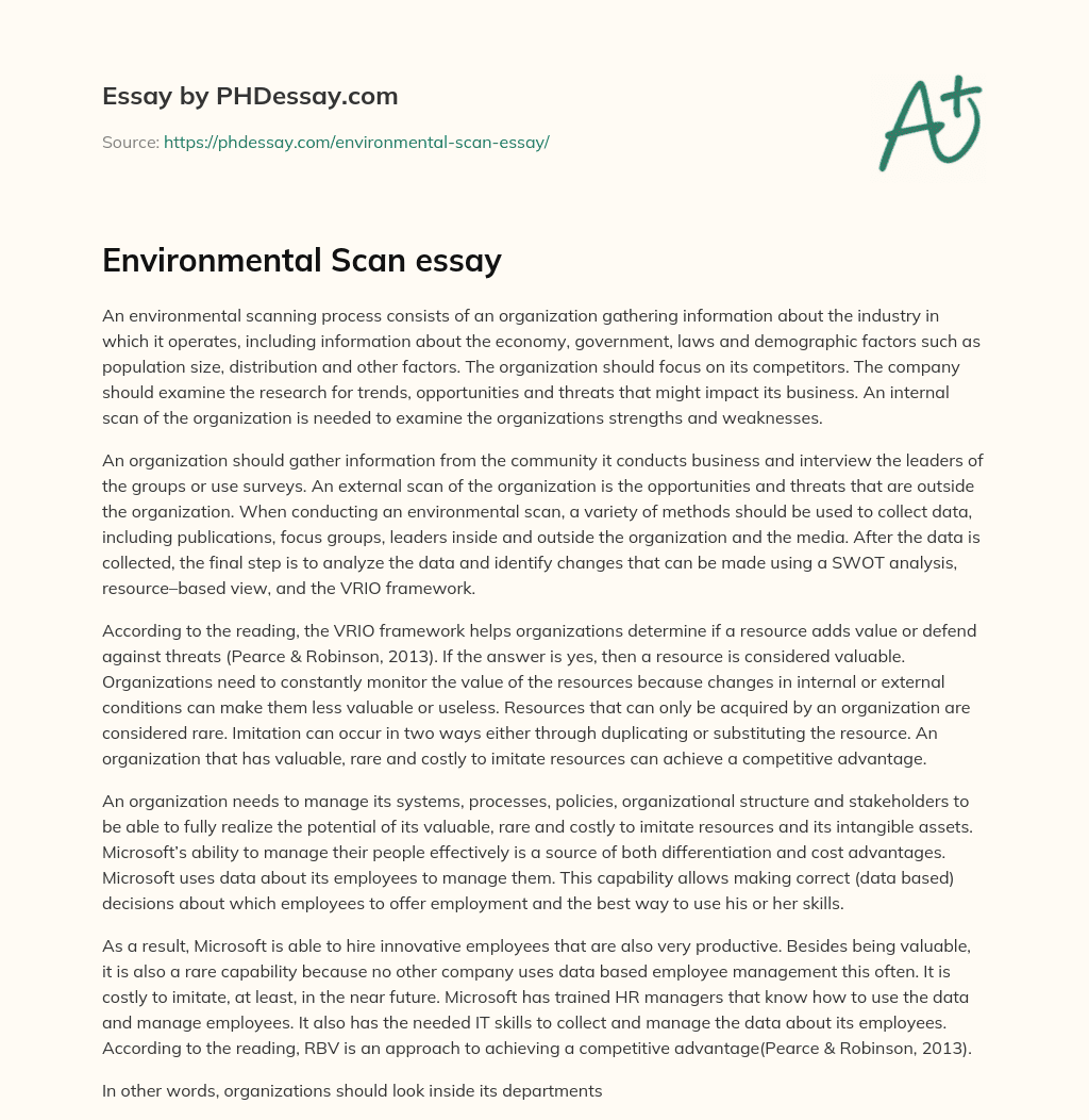 Environmental Scan essay - PHDessay.com