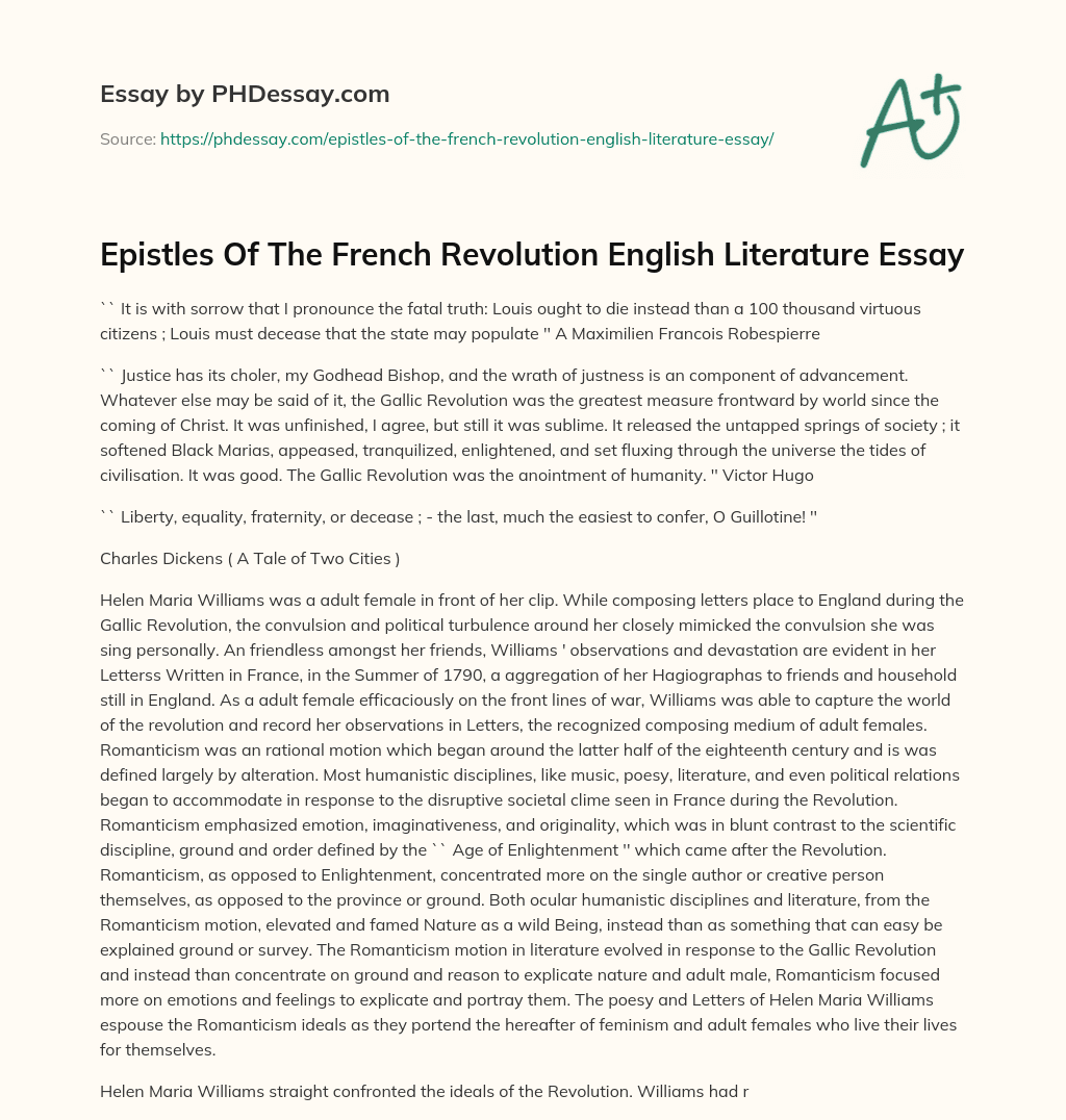 Epistles Of The French Revolution English Literature Essay - PHDessay.com