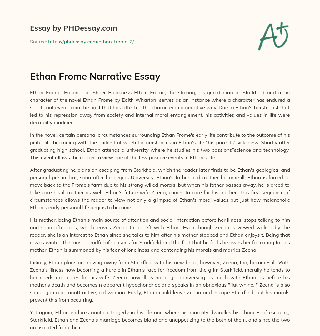 Ethan Frome Narrative Essay - PHDessay.com