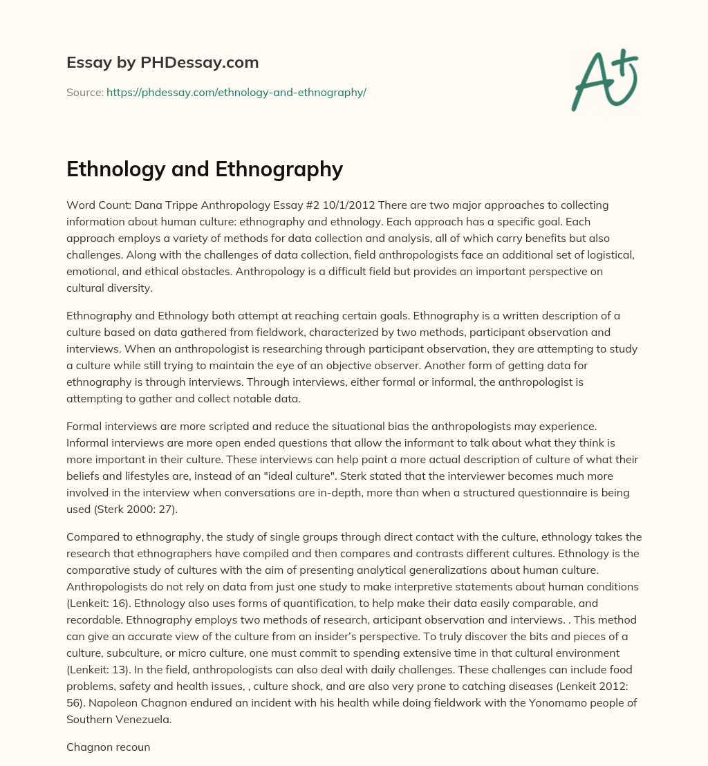 Ethnology and Ethnography - PHDessay.com