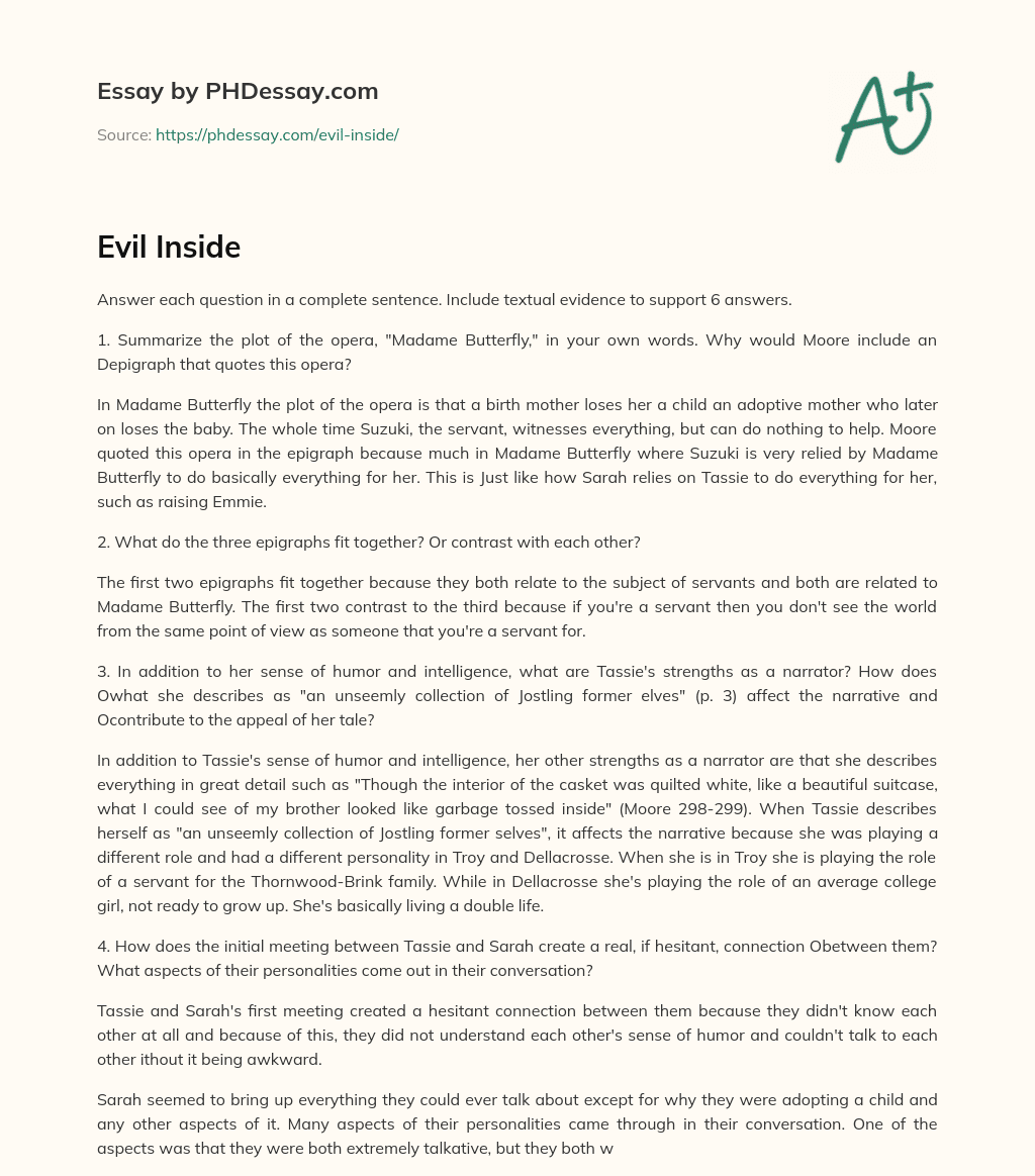 Evil Inside - PHDessay.com